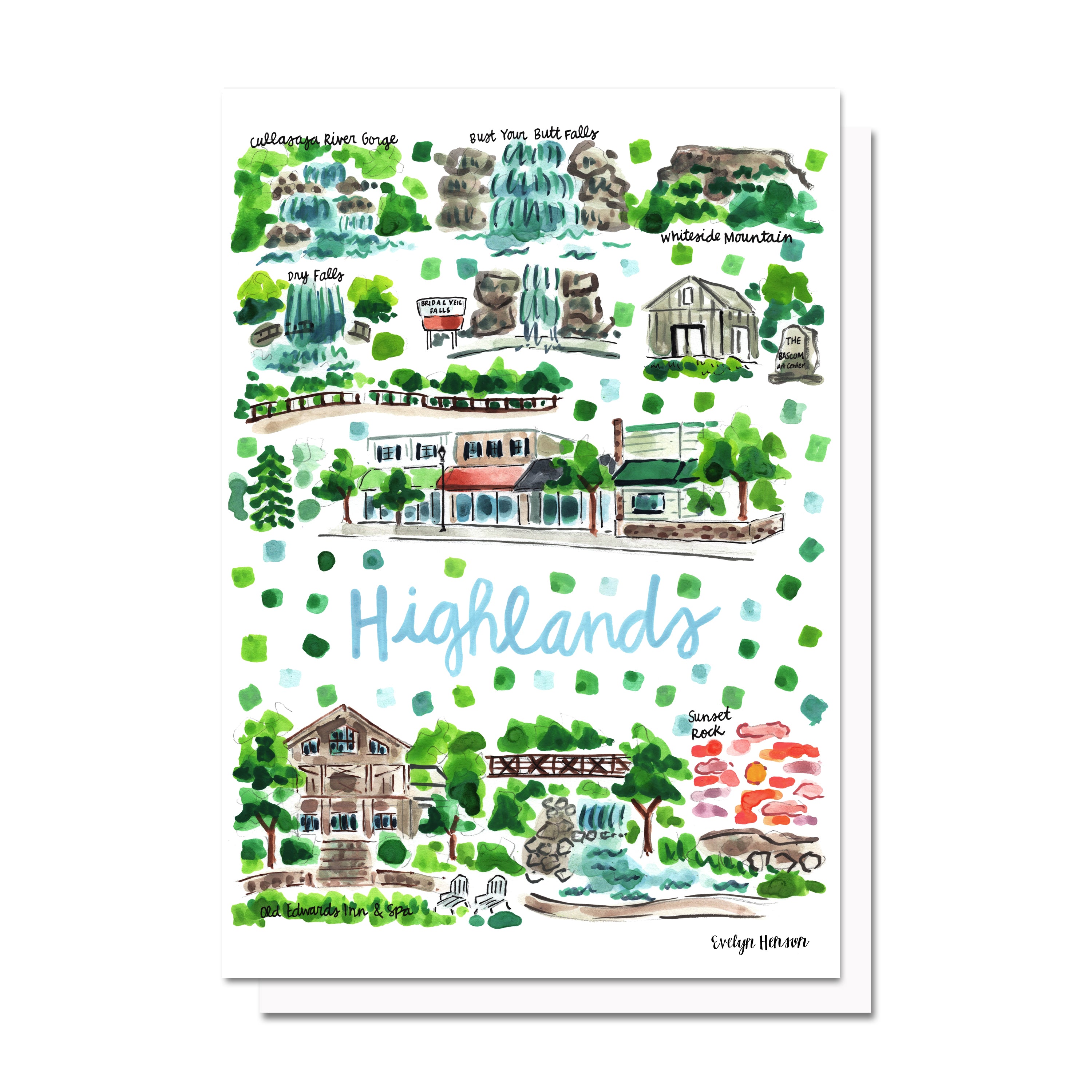 Highlands, NC Map Card – Evelyn Henson