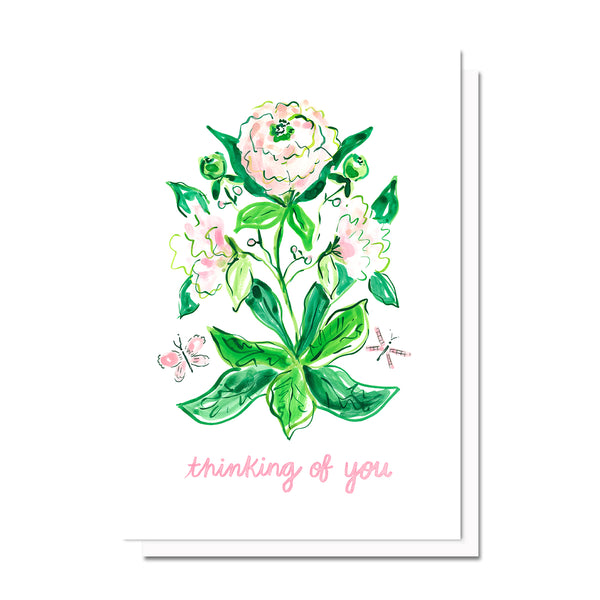 Pink "Thinking of You" Flowers, Printable Card Download – Evelyn Henson
